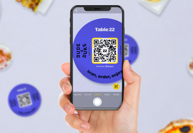 Bopple - Custom designed QR code table pucks